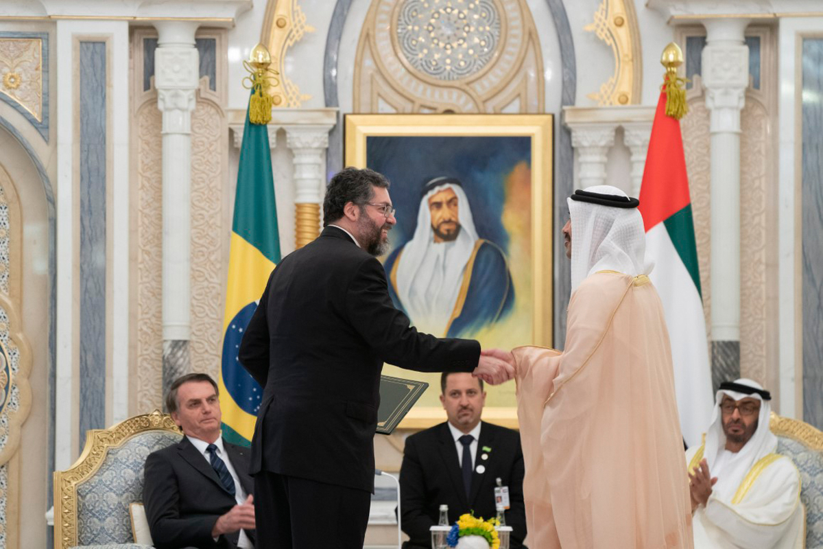 His Highness Sheikh Mohamed bin Zayed, Jair Bolsonaro witness signing ...