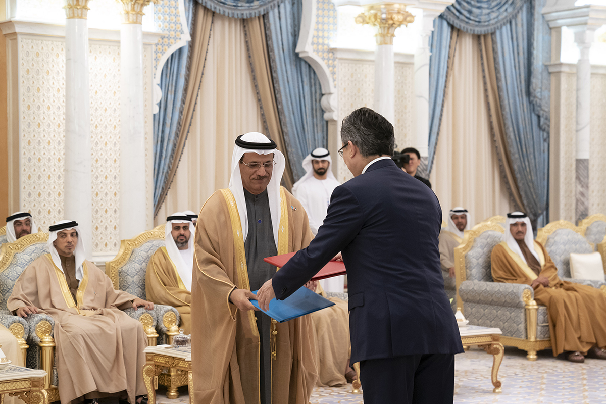 His Highness Sheikh Mohamed bin Zayed, Kazakh President attend signing ...